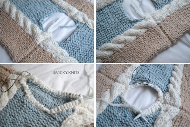 Bottom-up sweater free pattern in size S-M-L-XL with chunky yarn