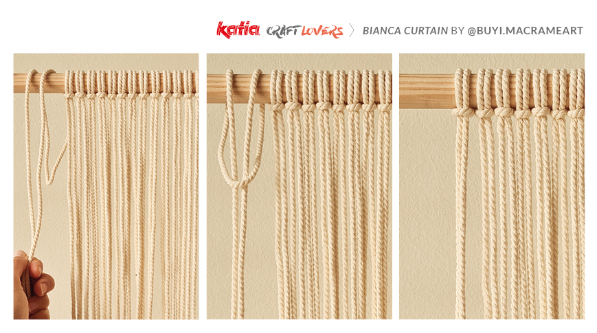 How to make a macramé curtain: follow the tutorial by @buyi.macrameart