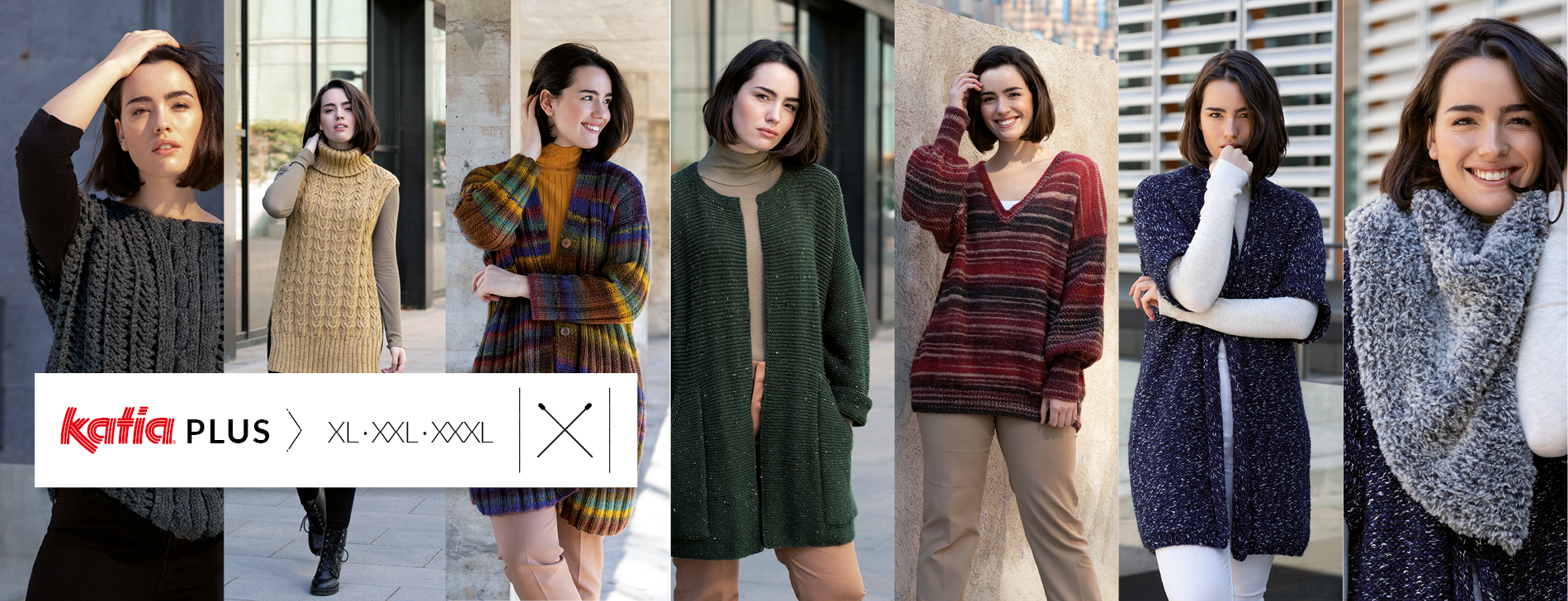 Modelli Katia Plus per lavorare ai ferri capi per taglie forti XL, XXL ...