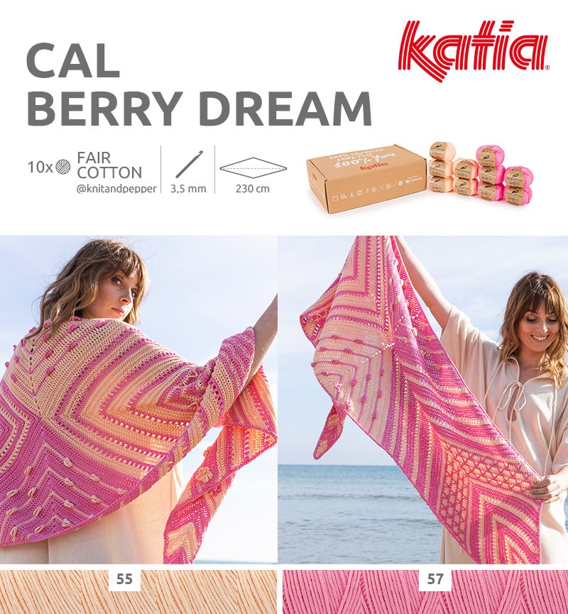 Berry Dream 2024 CAL 🍓 Crochet shawl with shapes and textures