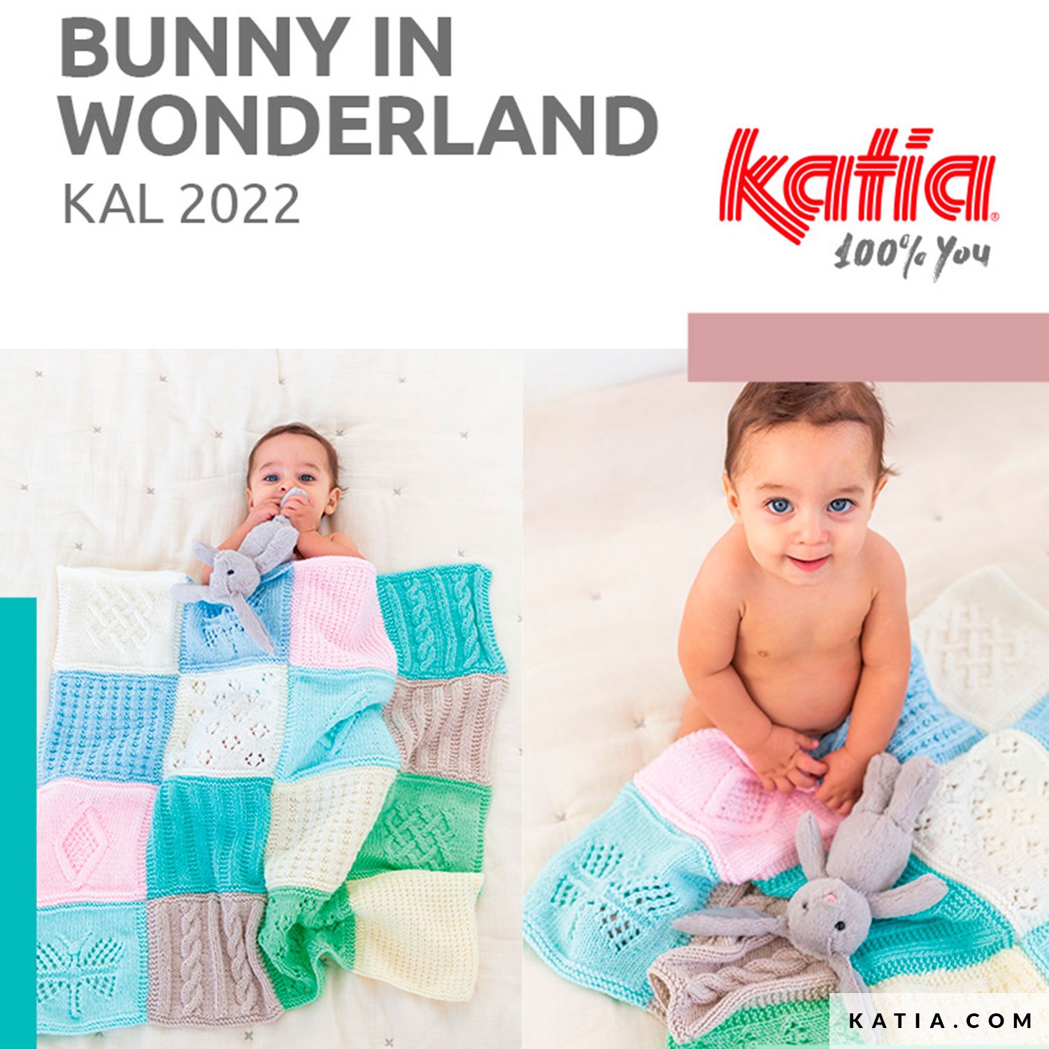 Bunny Blanket: 16 balls and a soft toy + Bunny in Wonderland KAL - kit ...