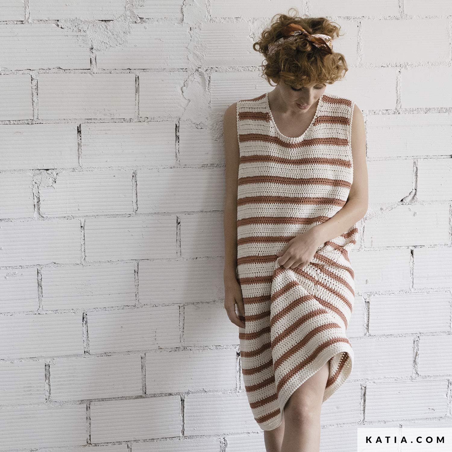 Constanza crochet striped dress Katia kit - kit | Katia.com
