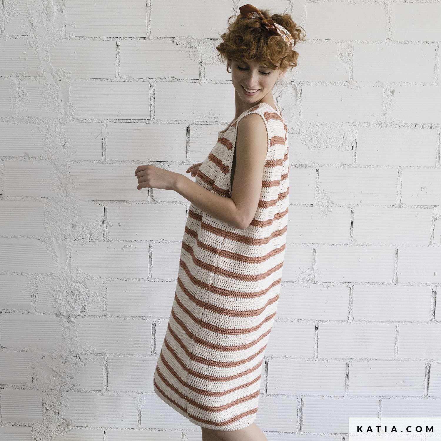 Constanza crochet striped dress Katia kit - kit | Katia.com