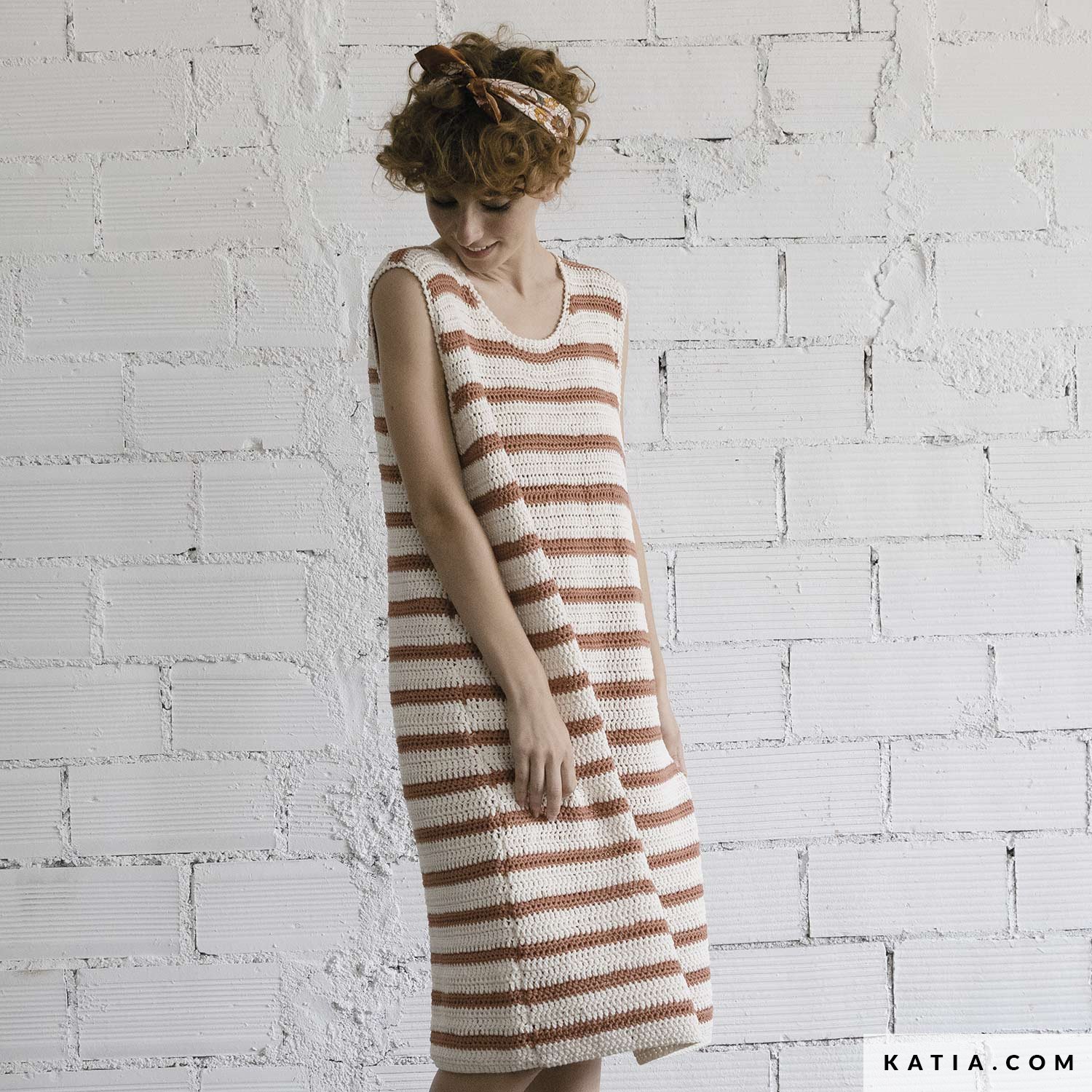 Constanza crochet striped dress Katia kit - kit | Katia.com
