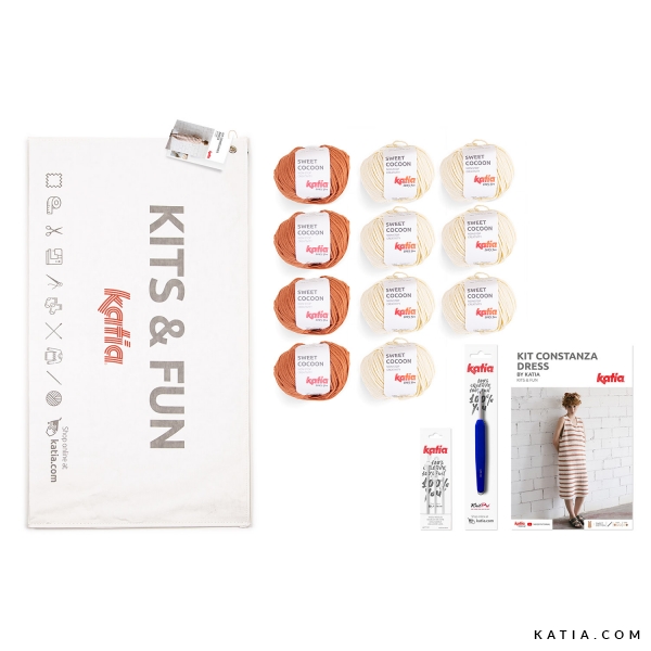 Kit Katia robe rayée en crochet Constanza - kit | Katia.com