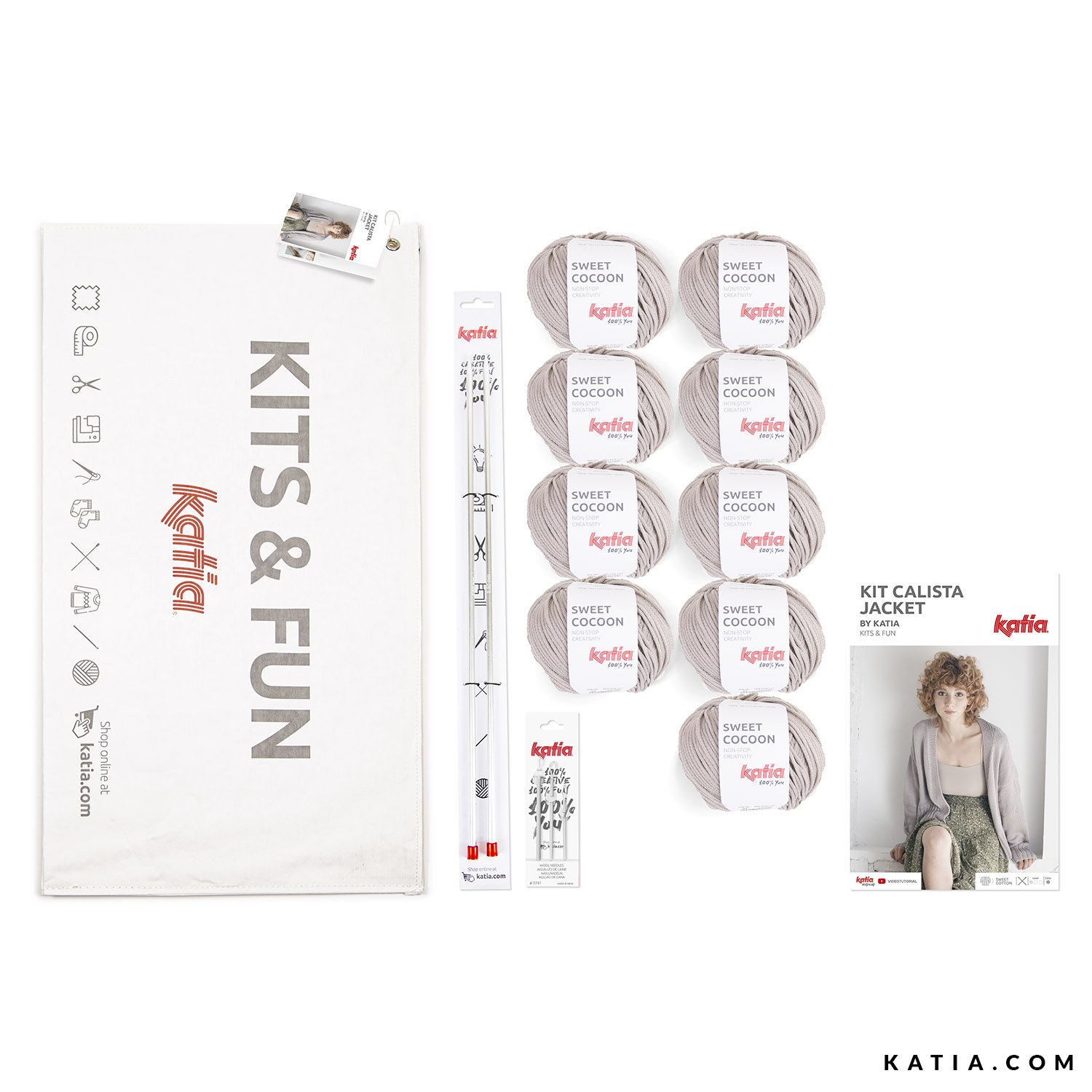 Calista women’s cardigan Katia knitting kit - kit | Katia.com