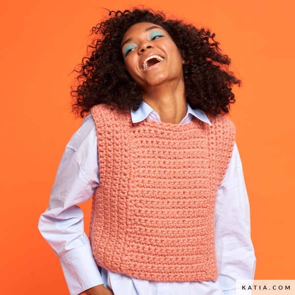 Kit Wow! Pull sans manches au crochet Highkey - kit | Katia.com