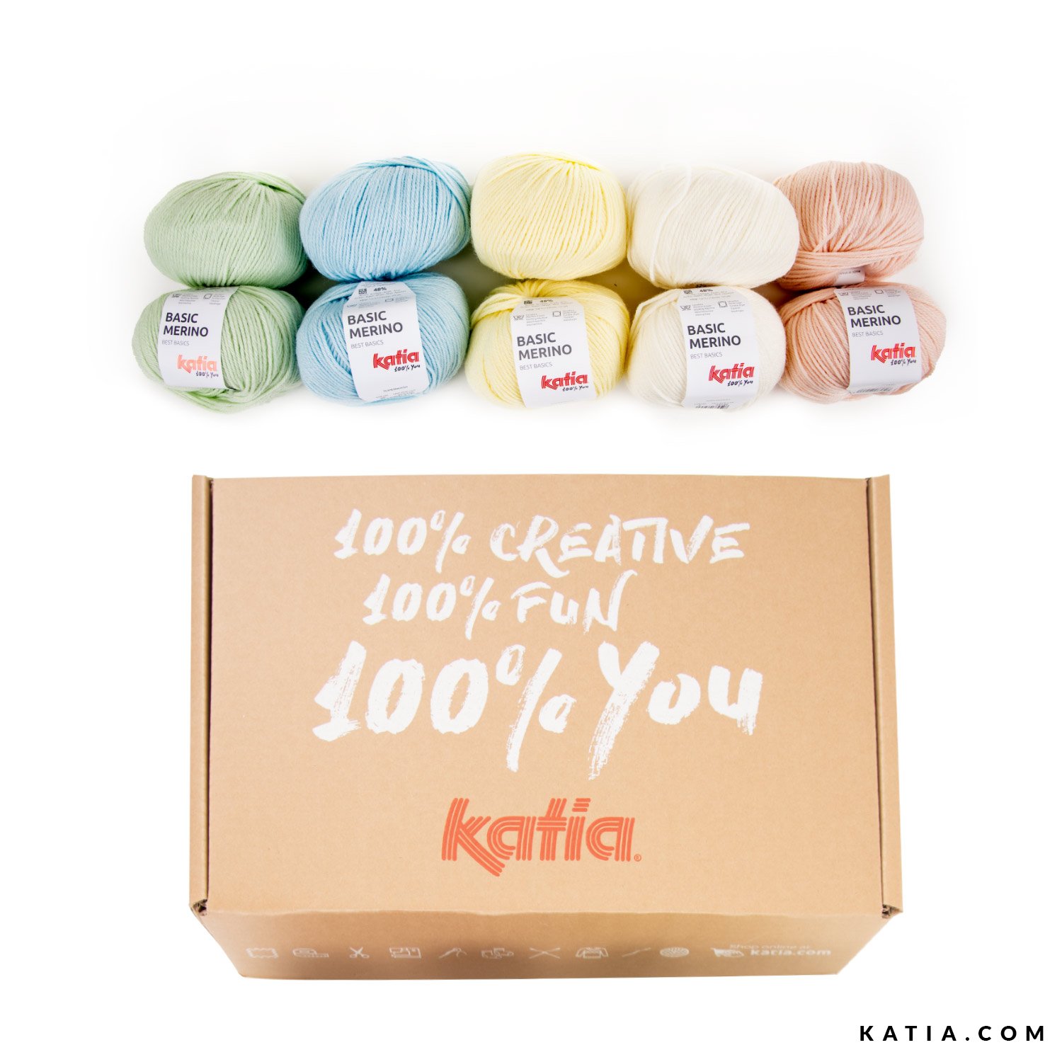Pack de 10 ovillos Katia Basic Merino - kit | Katia.com
