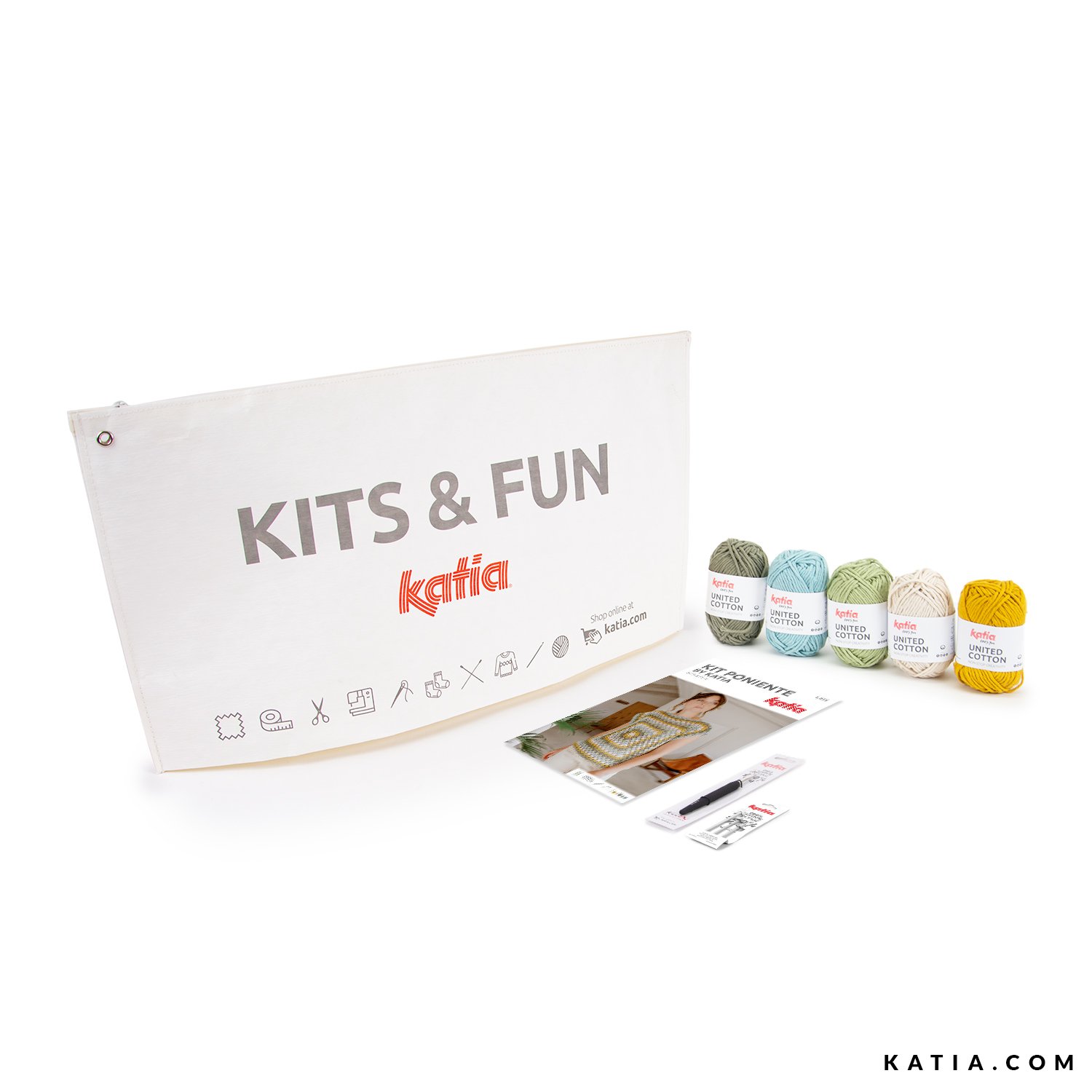 Kit gehaakt shirt in granny squares Poniente by Katia - kit | Katia.com