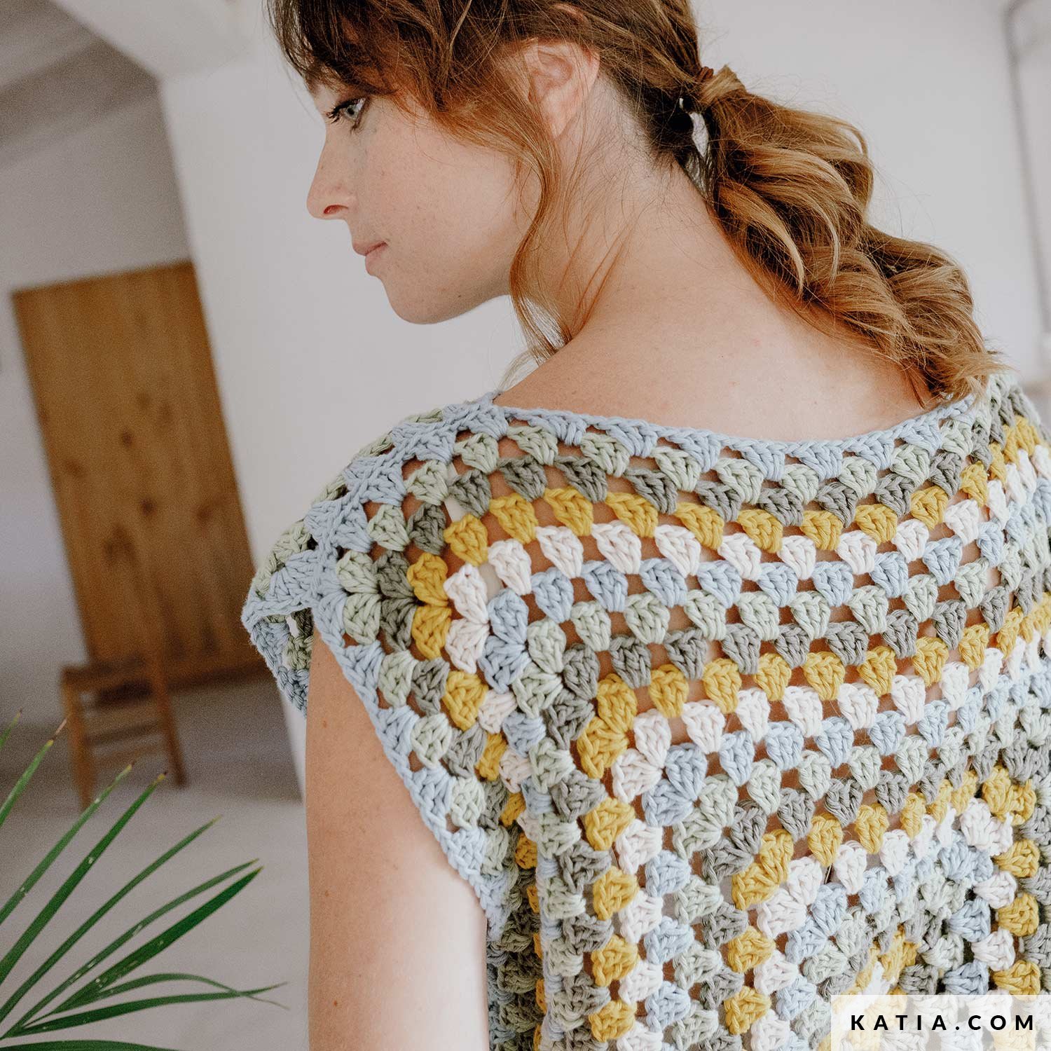 Kit gehaakt shirt in granny squares Poniente by Katia - kit | Katia.com