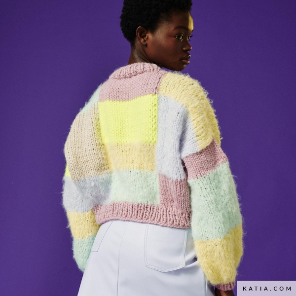 WOW! Kit Short sweater with Billie color blocks - kit | Katia.com