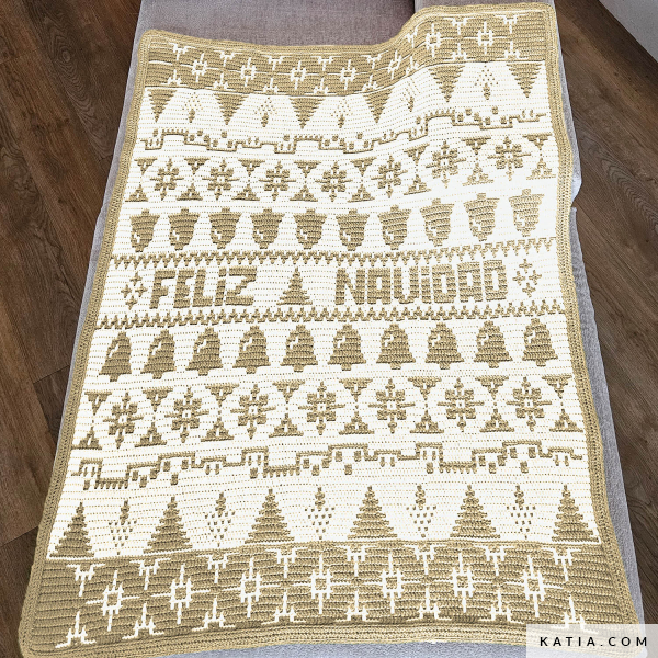 Kit Merry Blanket | Couverture Noël Crochet Mosaïque - kit | Katia.com