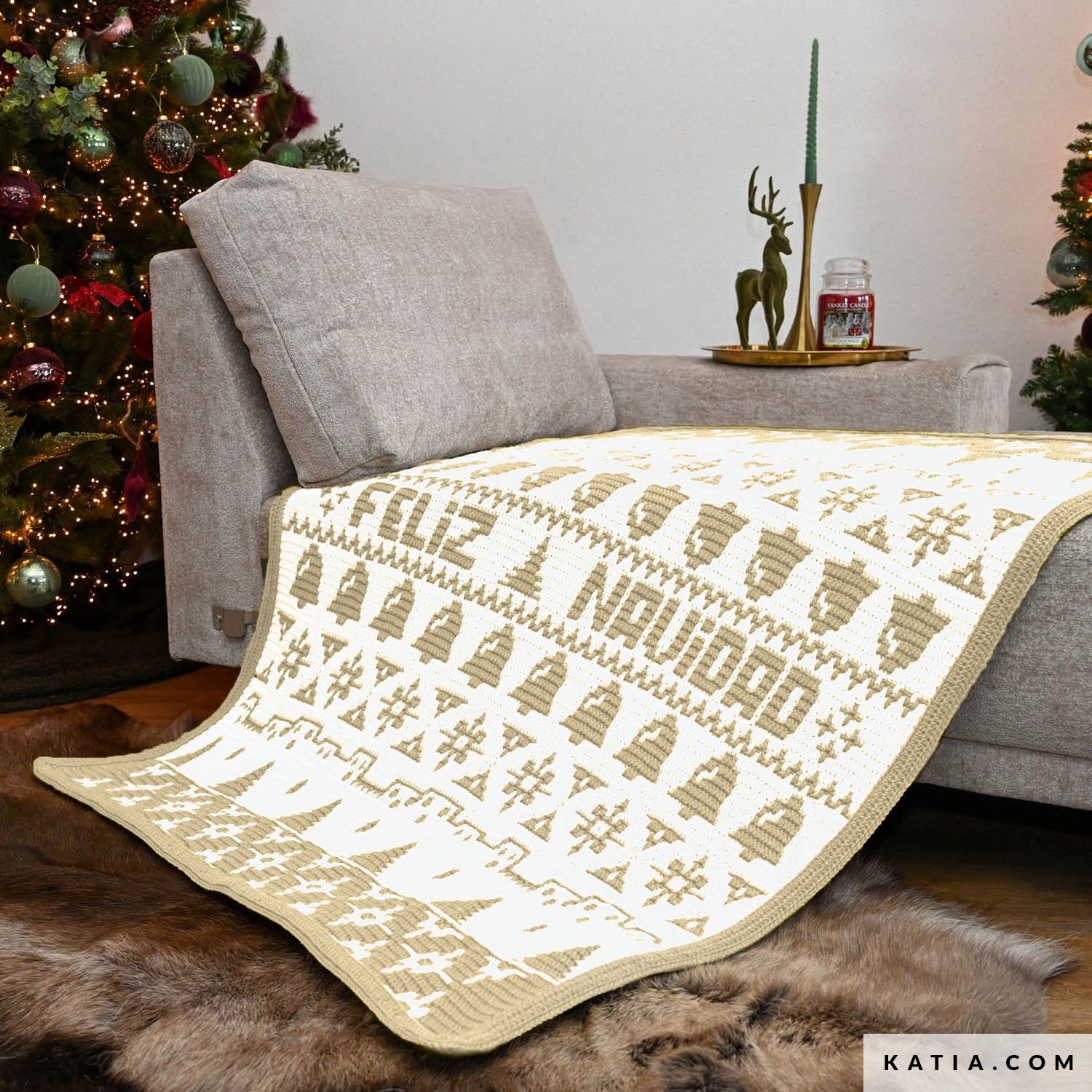 Kit Merry Blanket | Couverture Noël Crochet Mosaïque - kit | Katia.com