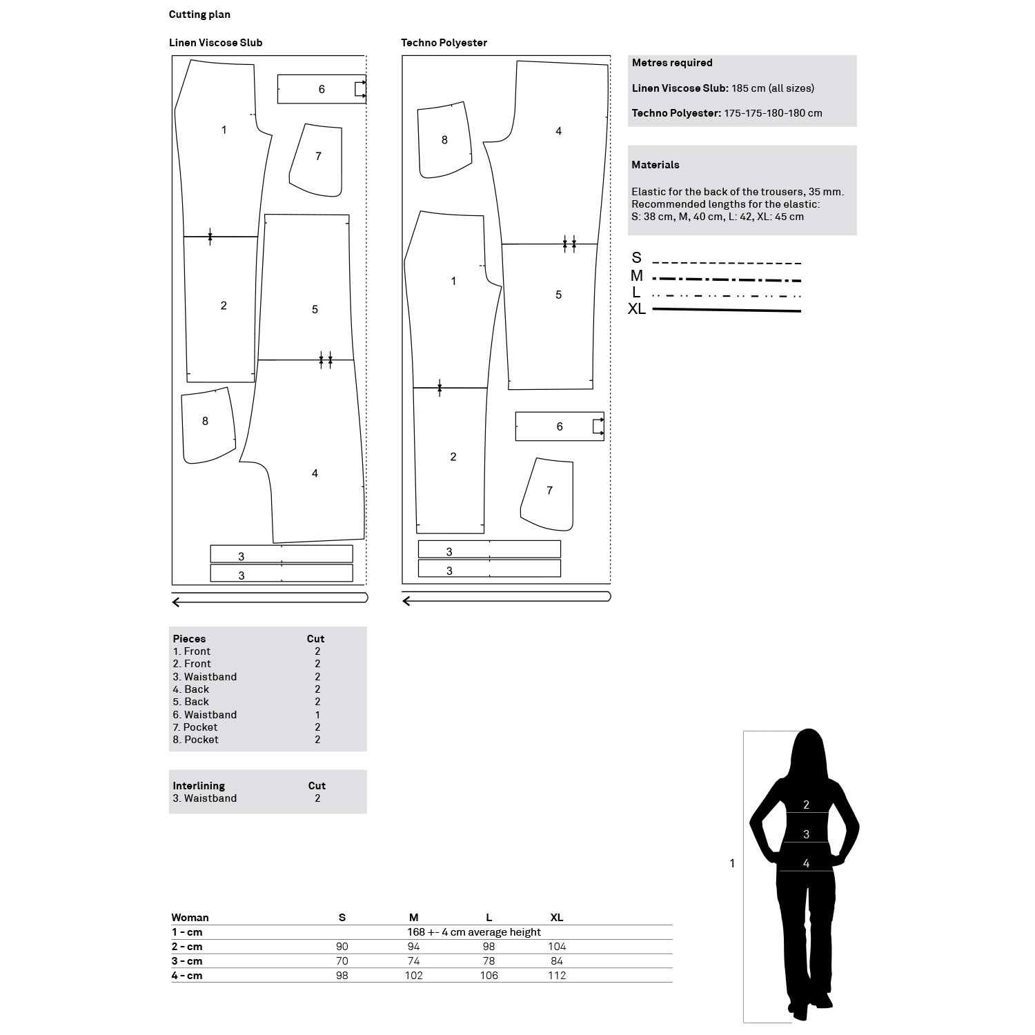Patrón PDF pantalón mujer de pierna recta y cintura elástica | Katia.com