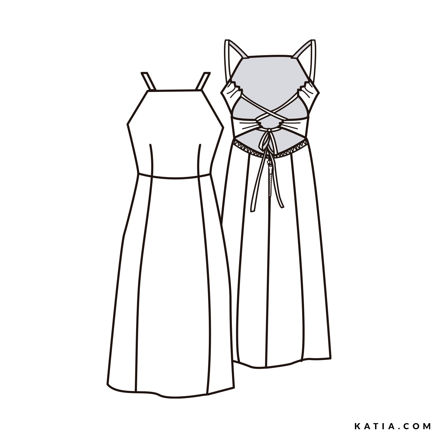 Lace-up back strappy dress sewing pattern | Katia.com