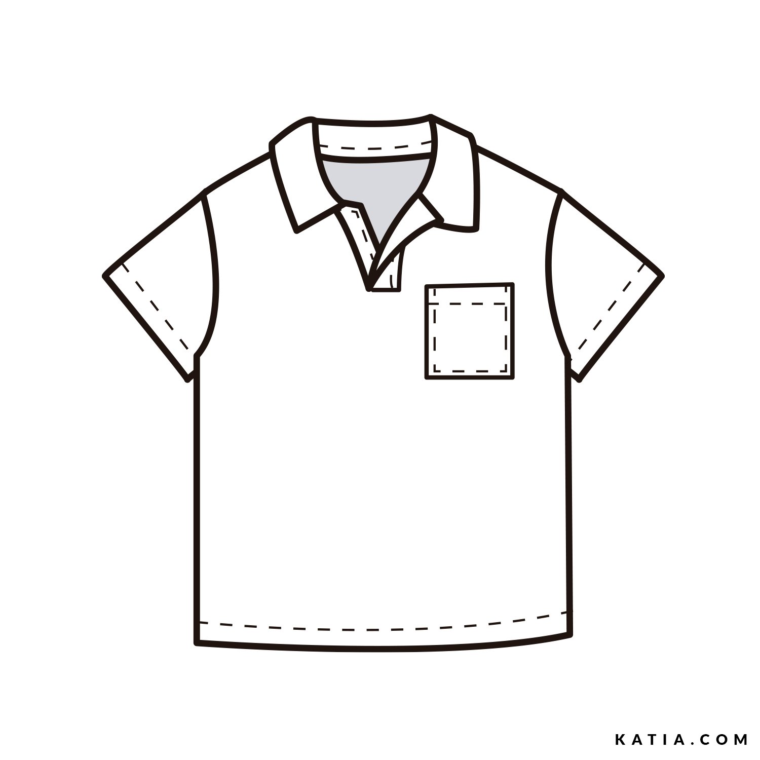 Patrón de costura en PDF camiseta o polo con cuello camisa | Katia.com