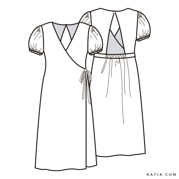 Patrón de costura en PDF vestido cruzado de mujer | Katia.com
