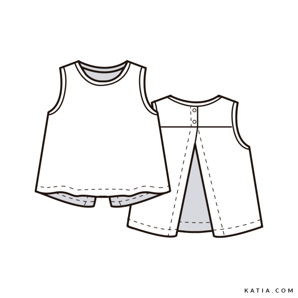 Patron de couture en PDF de top ouvert dans le dos | Katia.com
