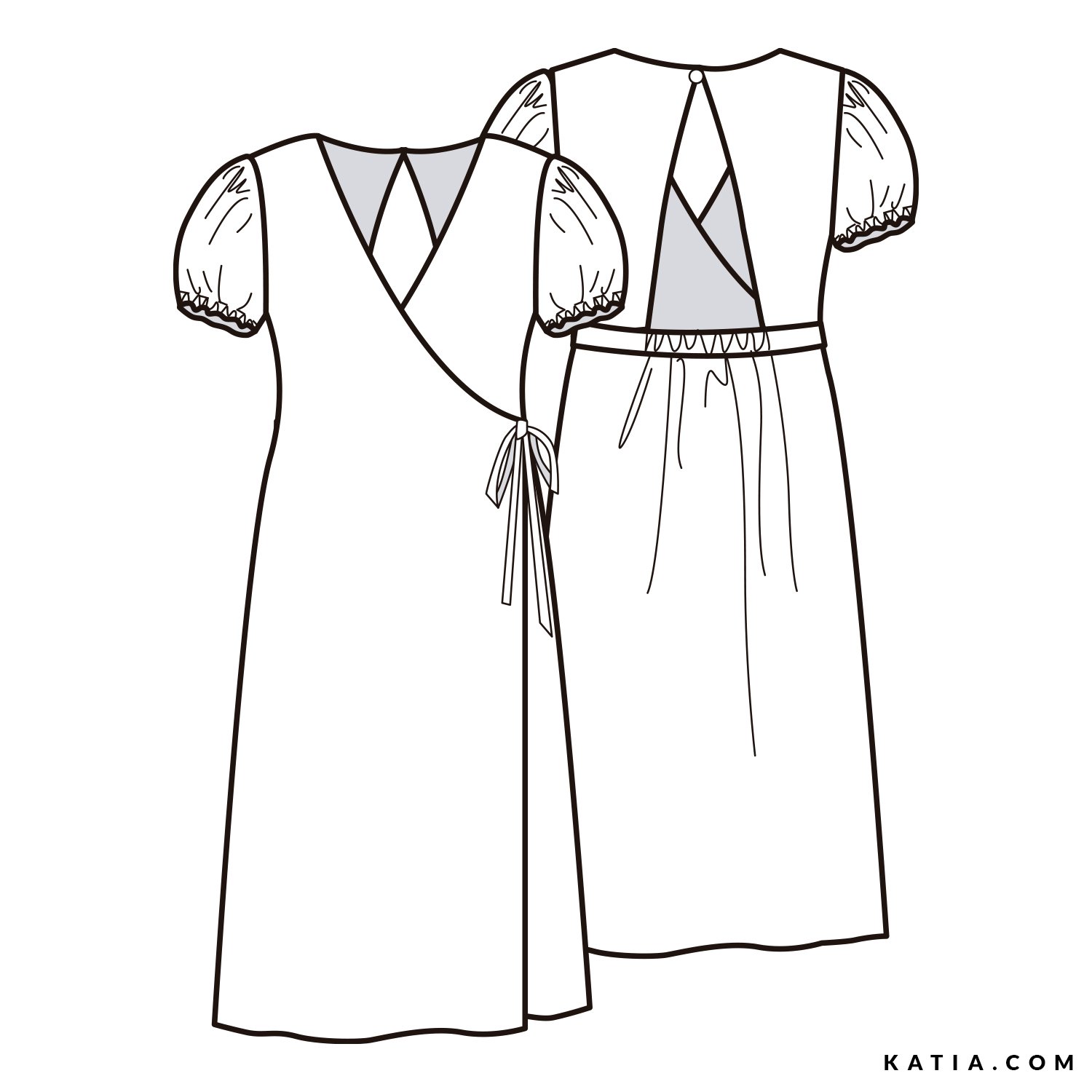 Patron de couture en PDF robe portefeuille pour femme | Katia.com