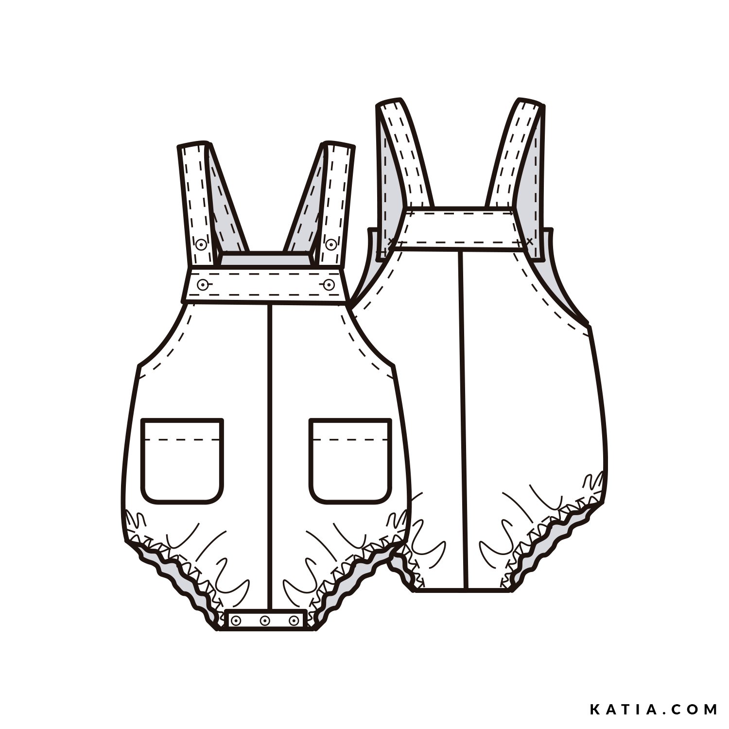 Patron de couture PDF barboteuse d'été à poches | Katia.com