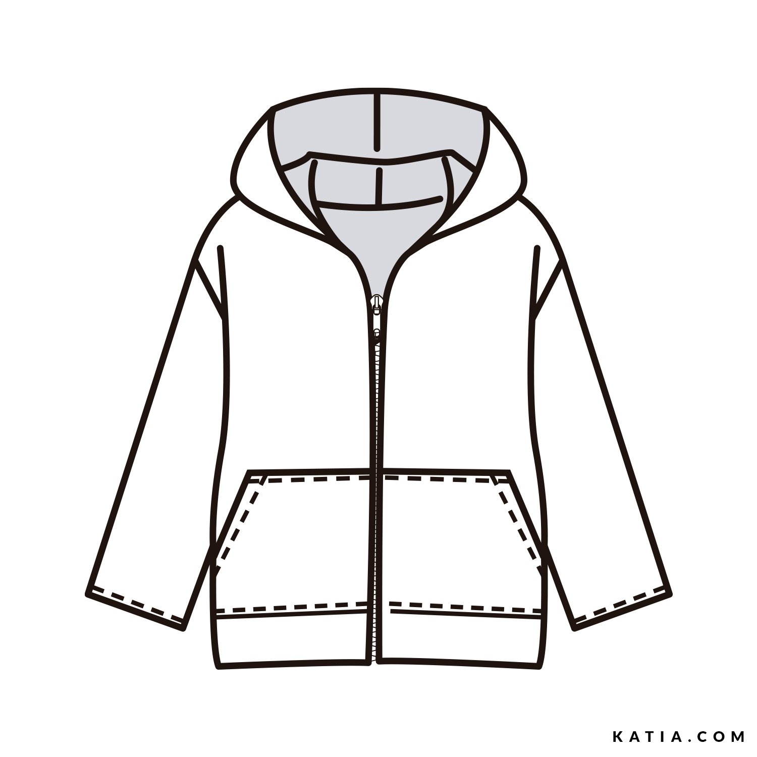 PDF-Schnittmuster Jacke mit Reißverschluss und Kapuze | Katia.com