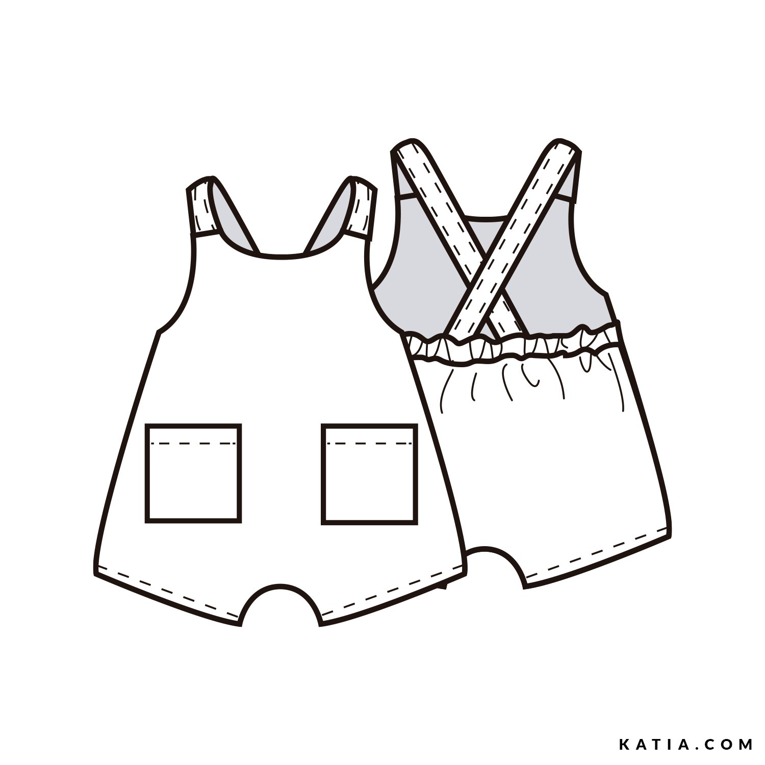 PDF sewing pattern to sew baby overalls | Katia.com