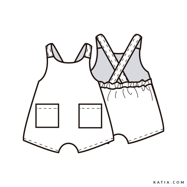 PDF sewing pattern to sew baby overalls | Katia.com
