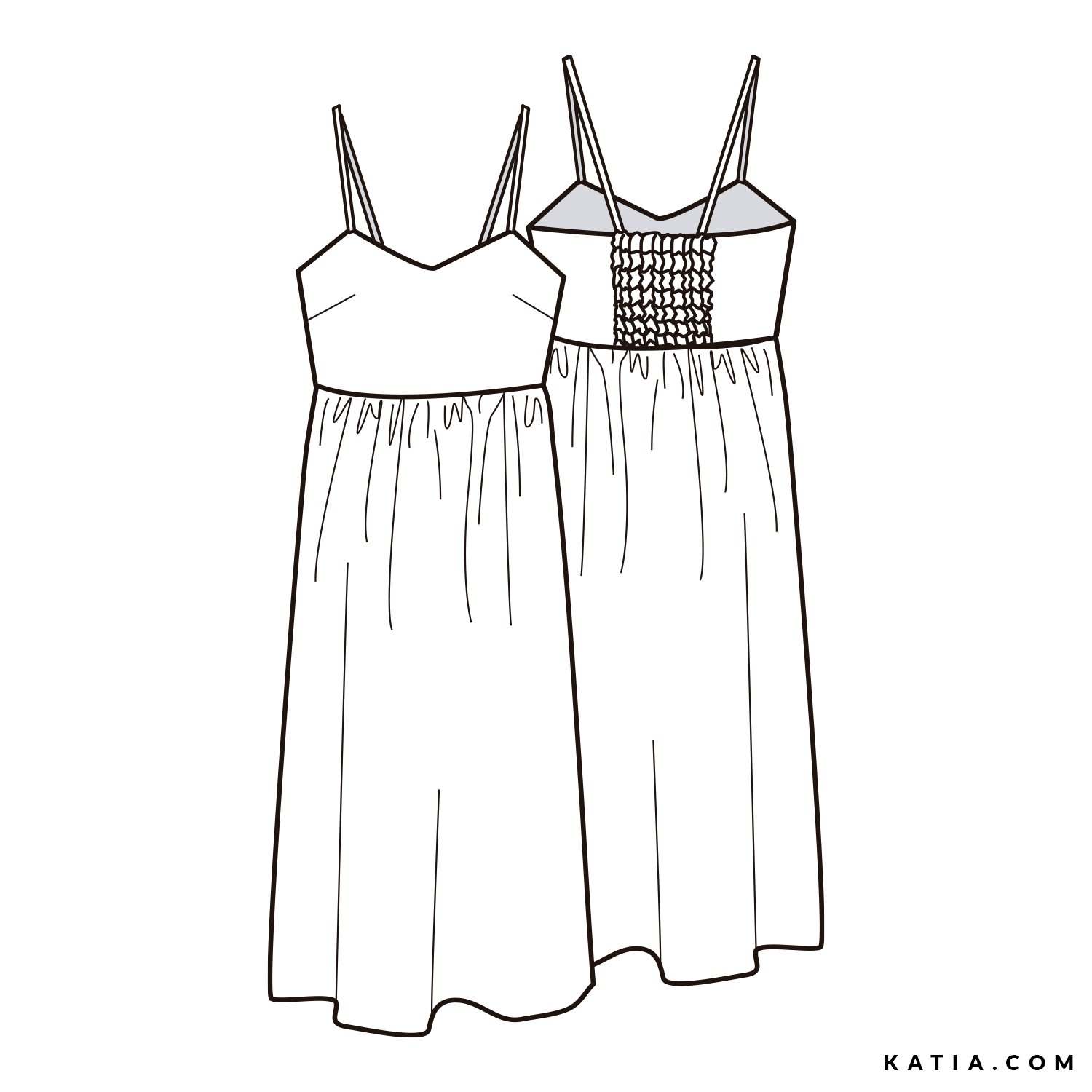 Women’s gathered back strappy dress PDF pattern | Katia.com