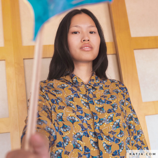 Women’s long-sleeved collared shirt PDF pattern | Katia.com