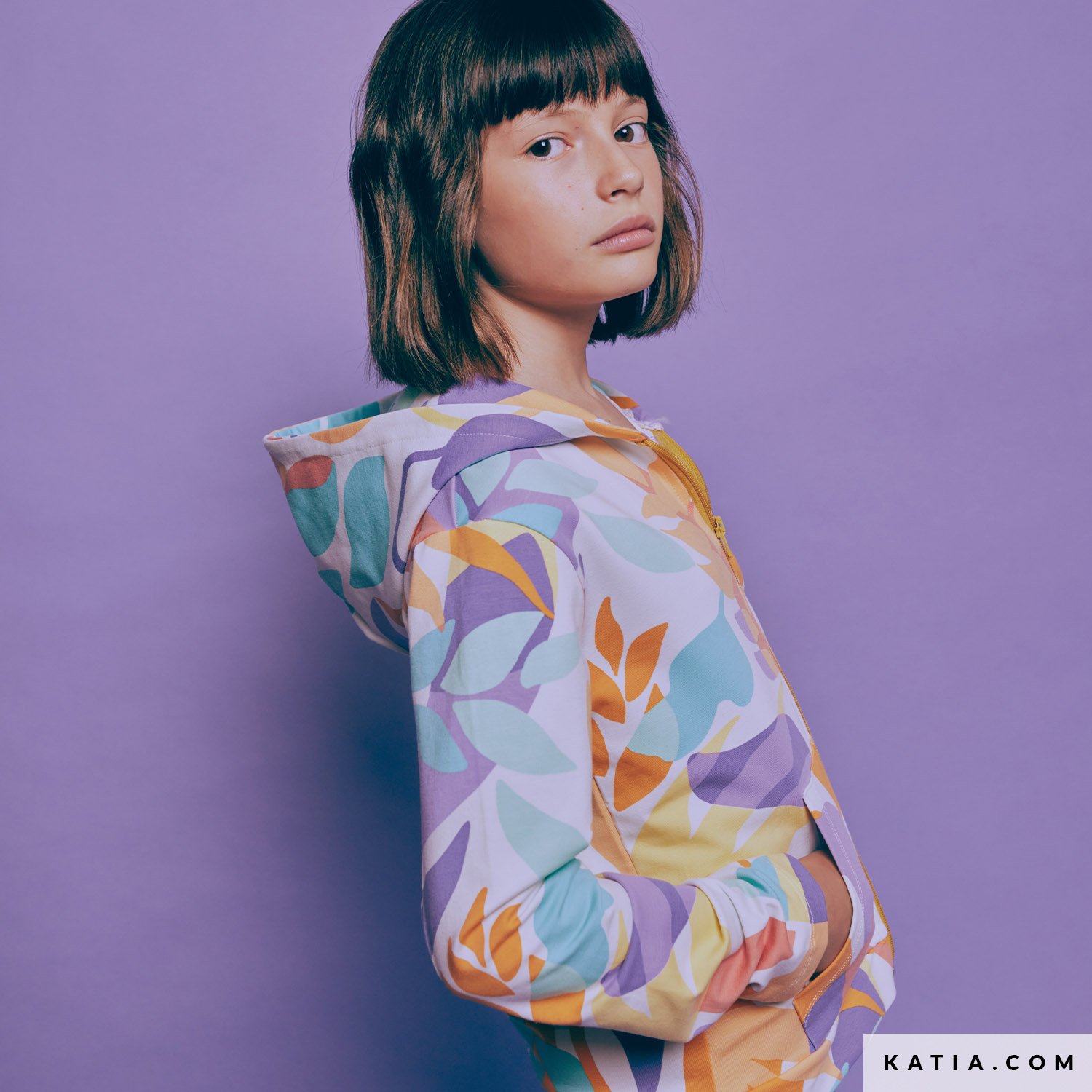Zip-up hoodie PDF sewing pattern | Katia.com