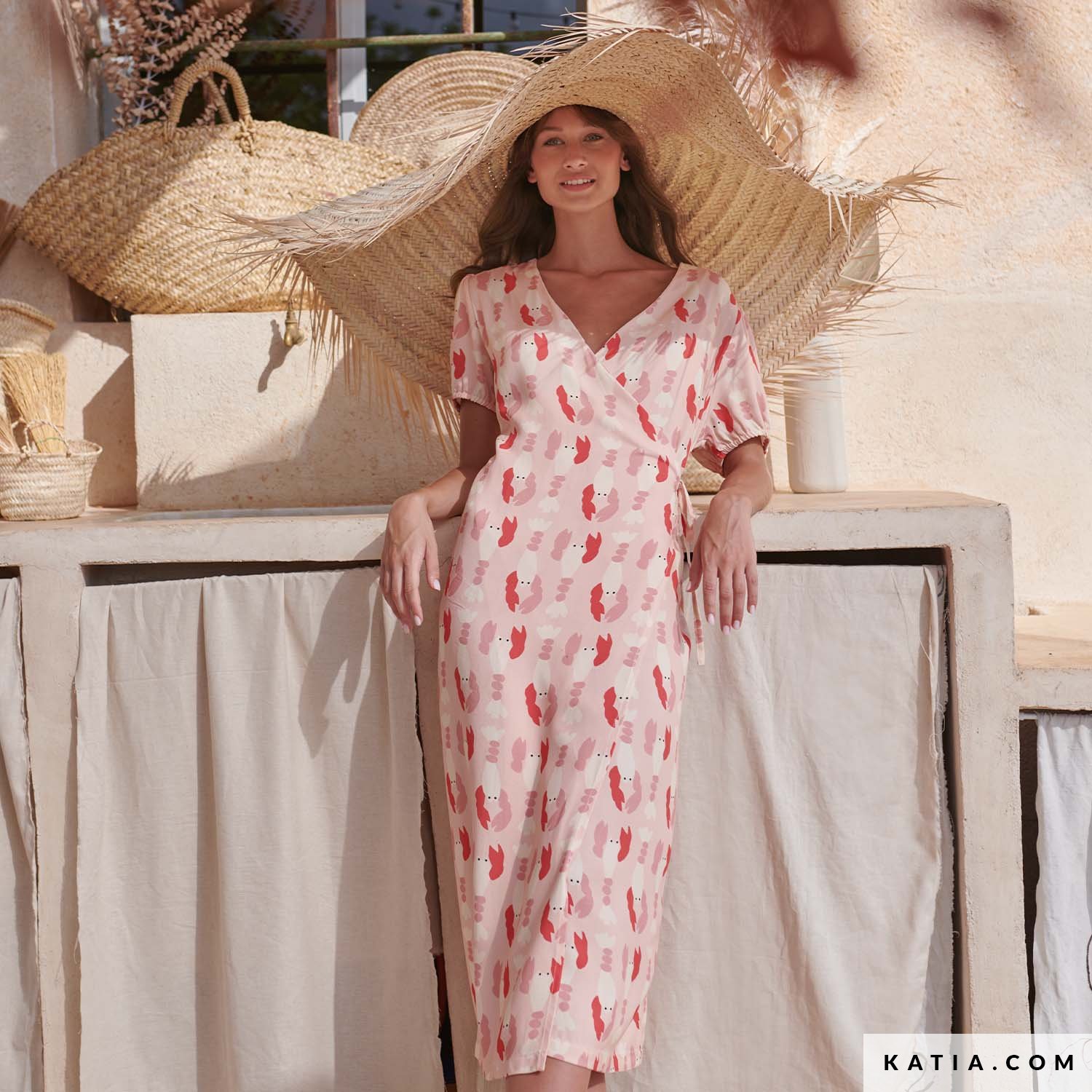 Wrap dress with back neckline detail sewing pattern | Katia.com