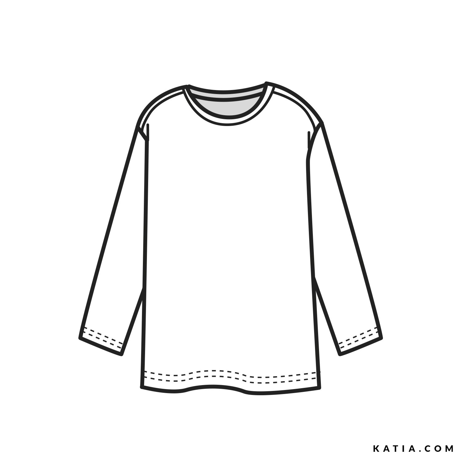 PDF sewing pattern - Basic long-sleeved T-shirt | Katia.com