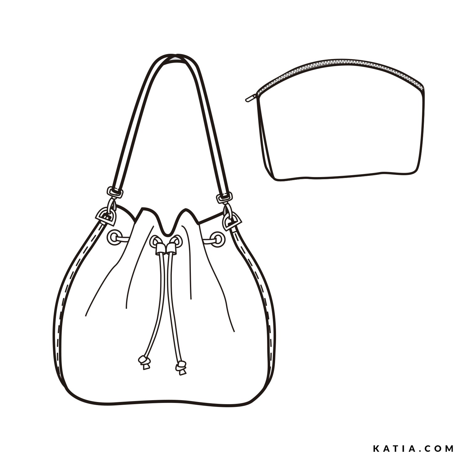 PDF sewing pattern - Bucket bag with matching purse | Katia.com