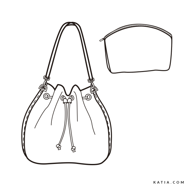 PDF sewing pattern - Bucket bag with matching purse | Katia.com
