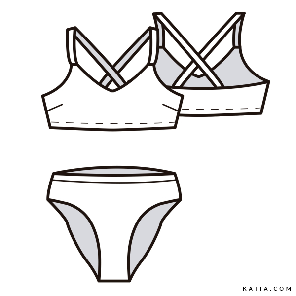 Modello bikini donna con top a spalline incrociate Kachi | Katia.com