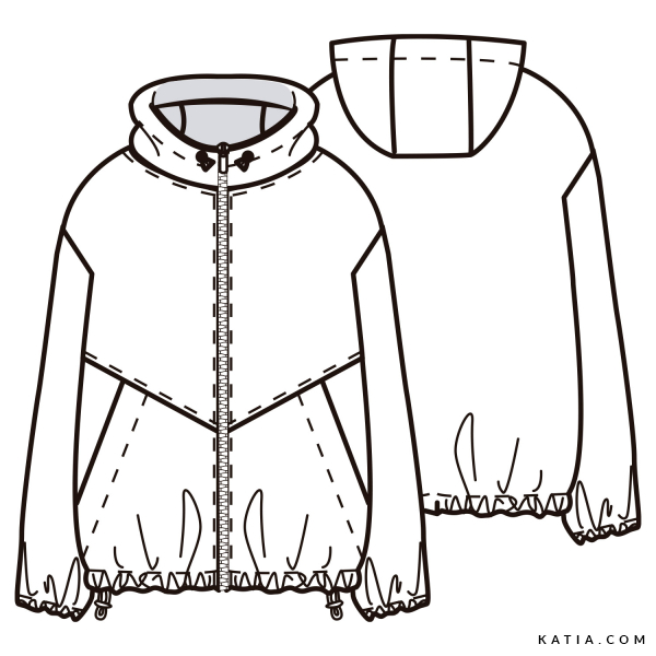 Unisex zip-up hoodie sewing pattern Ollanta | Katia.com