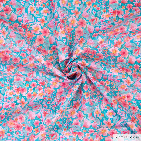 Floral print cotton poplin fabric - Spring / Summer | Katia.com