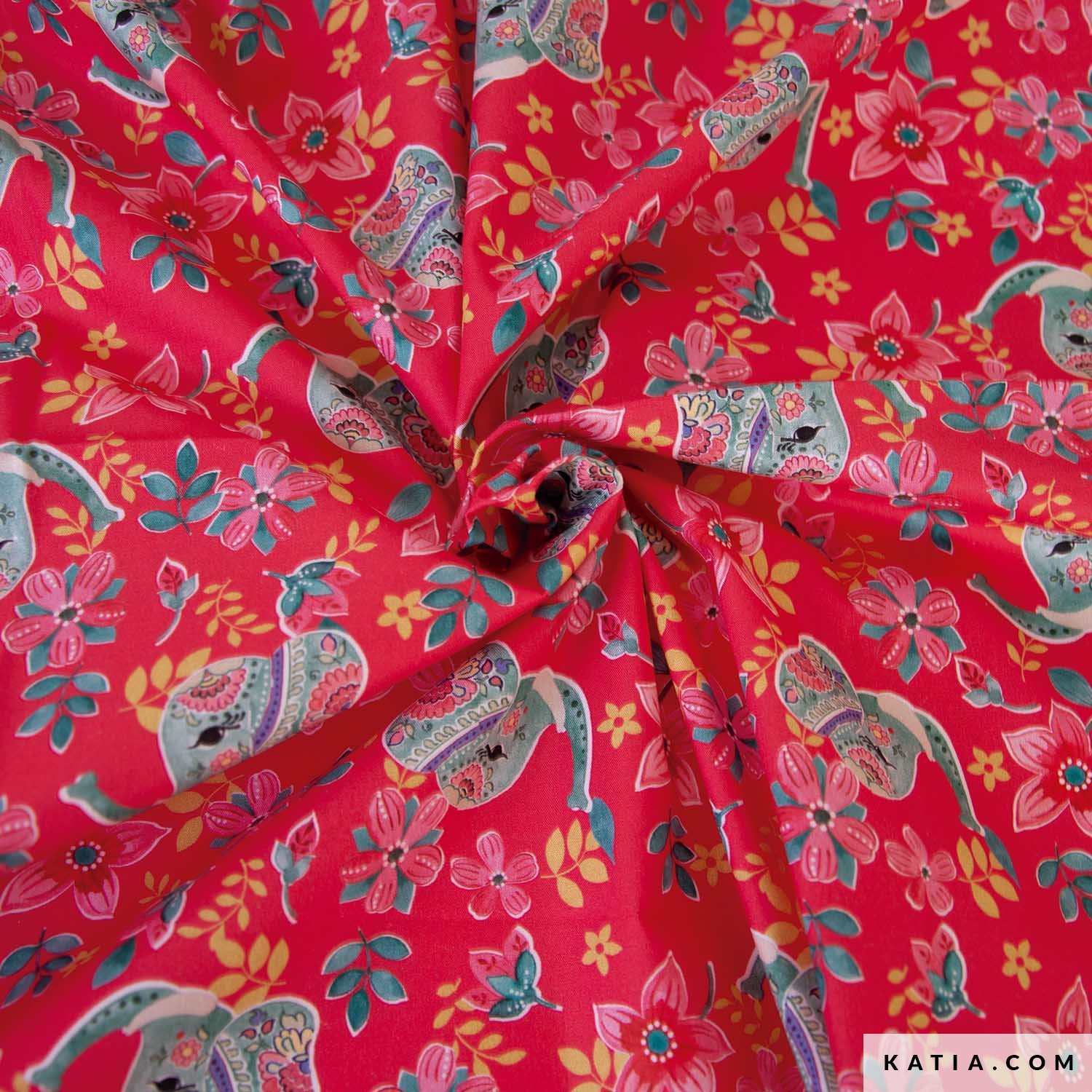 Indian Elephants Printed Poplin Fabric - Spring / Summer | Katia.com