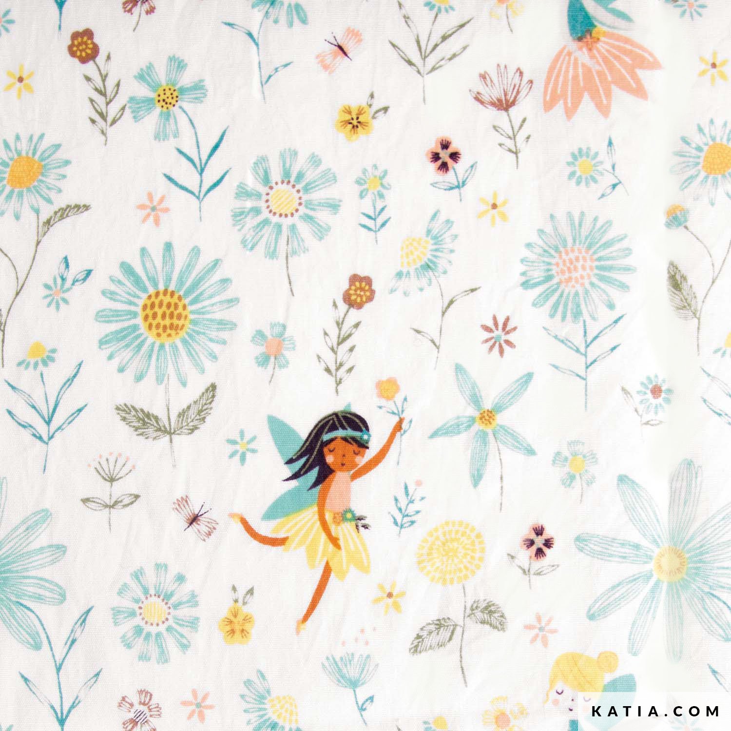 Poplin Marguerite Fairies cotton poplin fabric - Spring / Summer ...