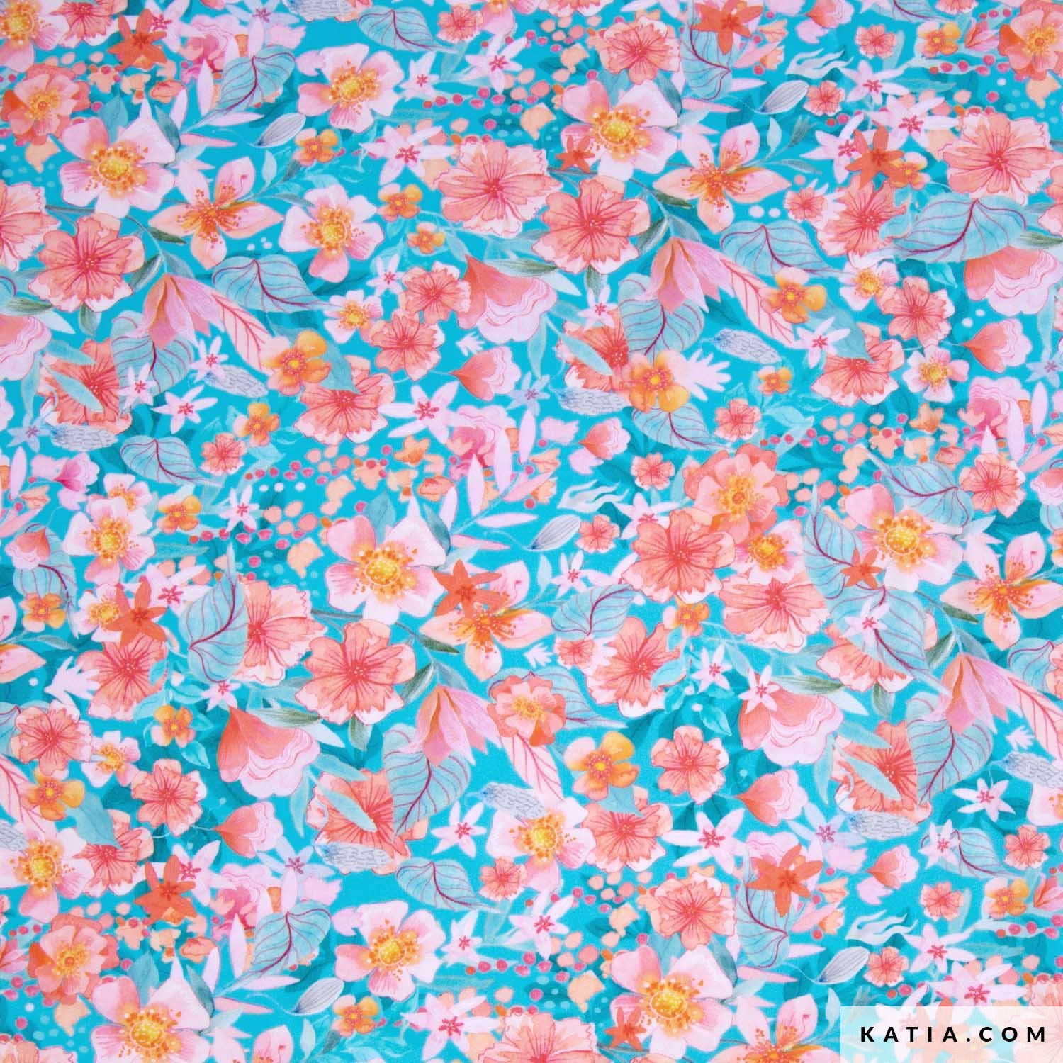 Tela Popelín de algodón con estampado Floral - Primavera / Verano ...