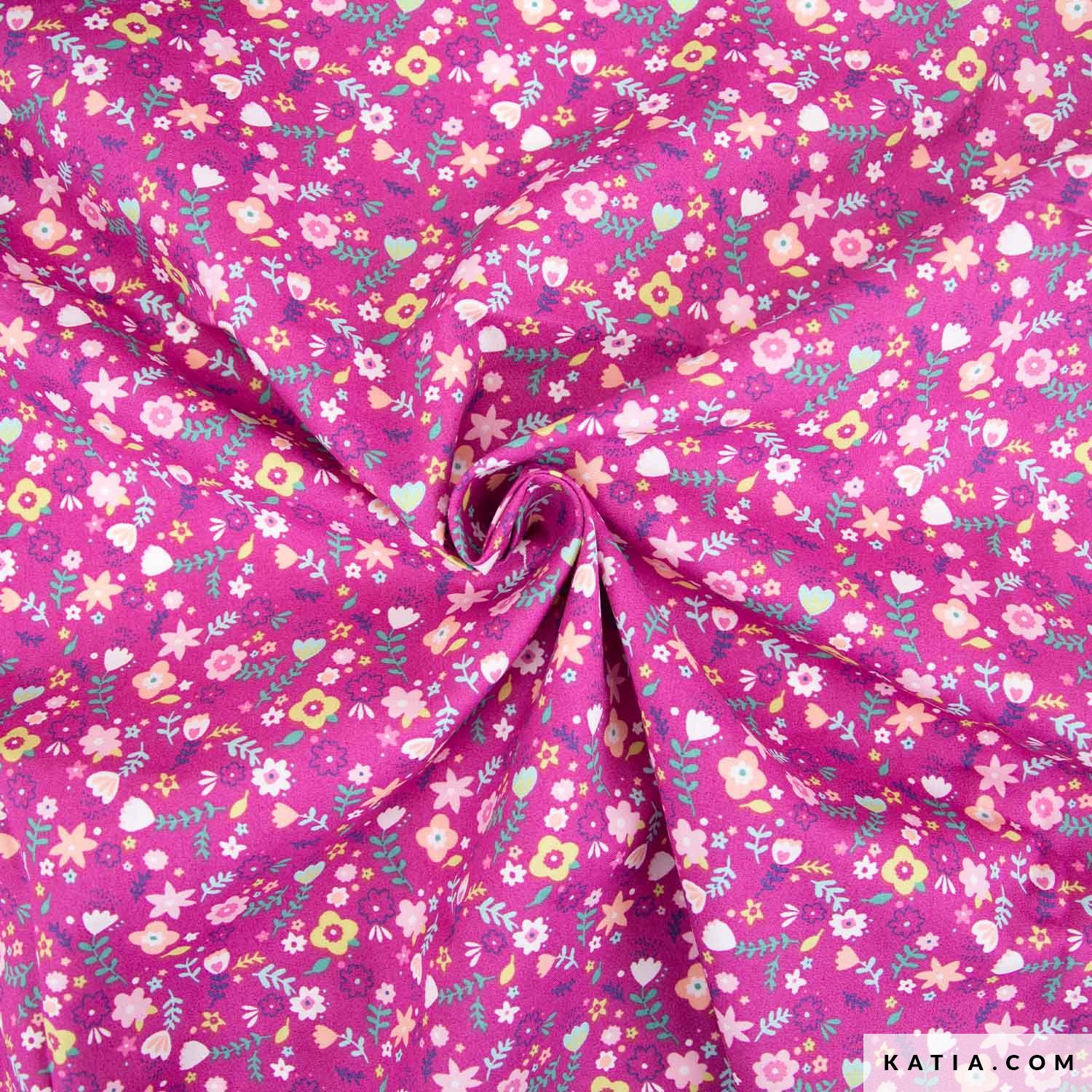 Tela popelín de algodón Poplin Tropica Flowers - Primavera / Verano ...