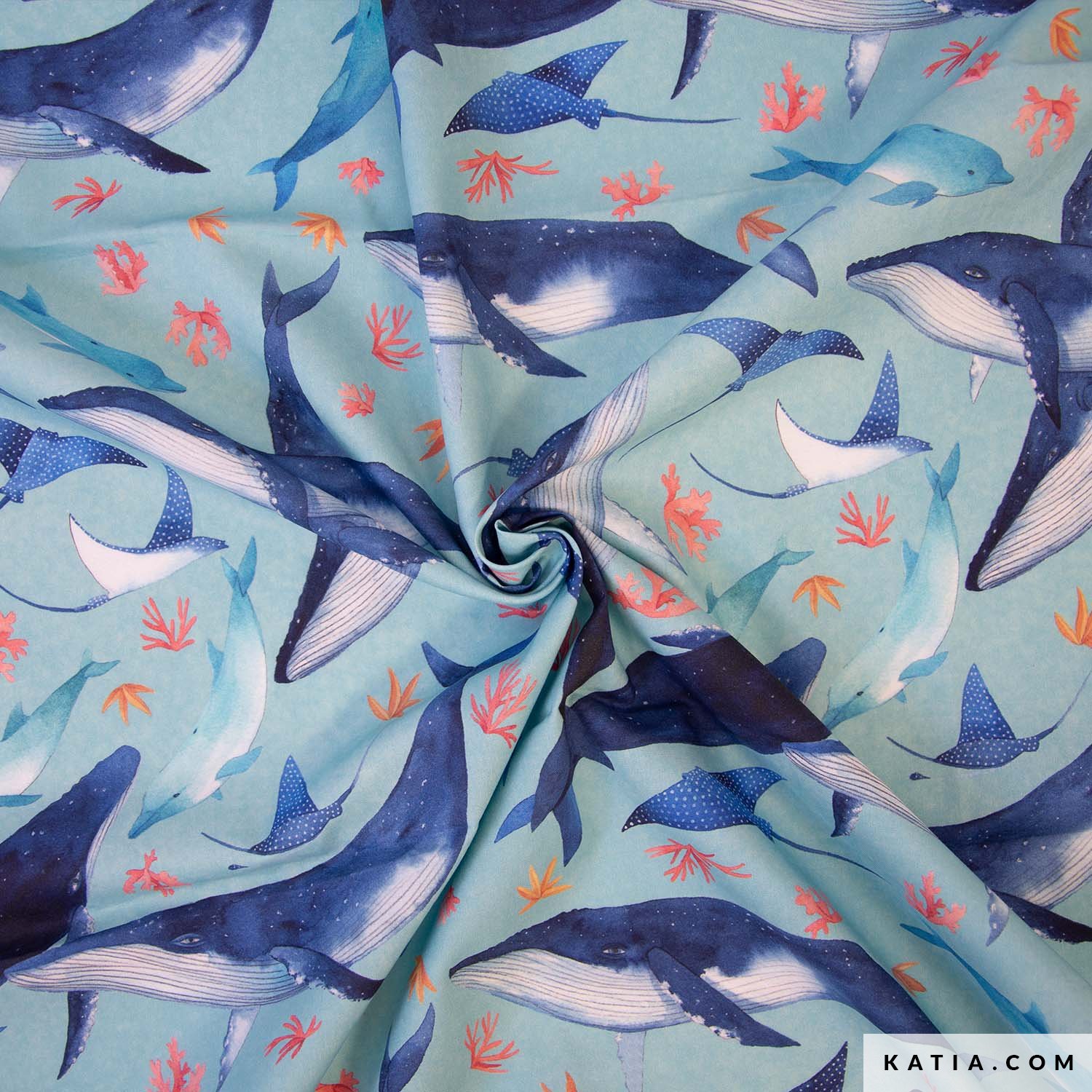 Tissu popeline de coton au motif marin - Printemps / Été | Katia.com