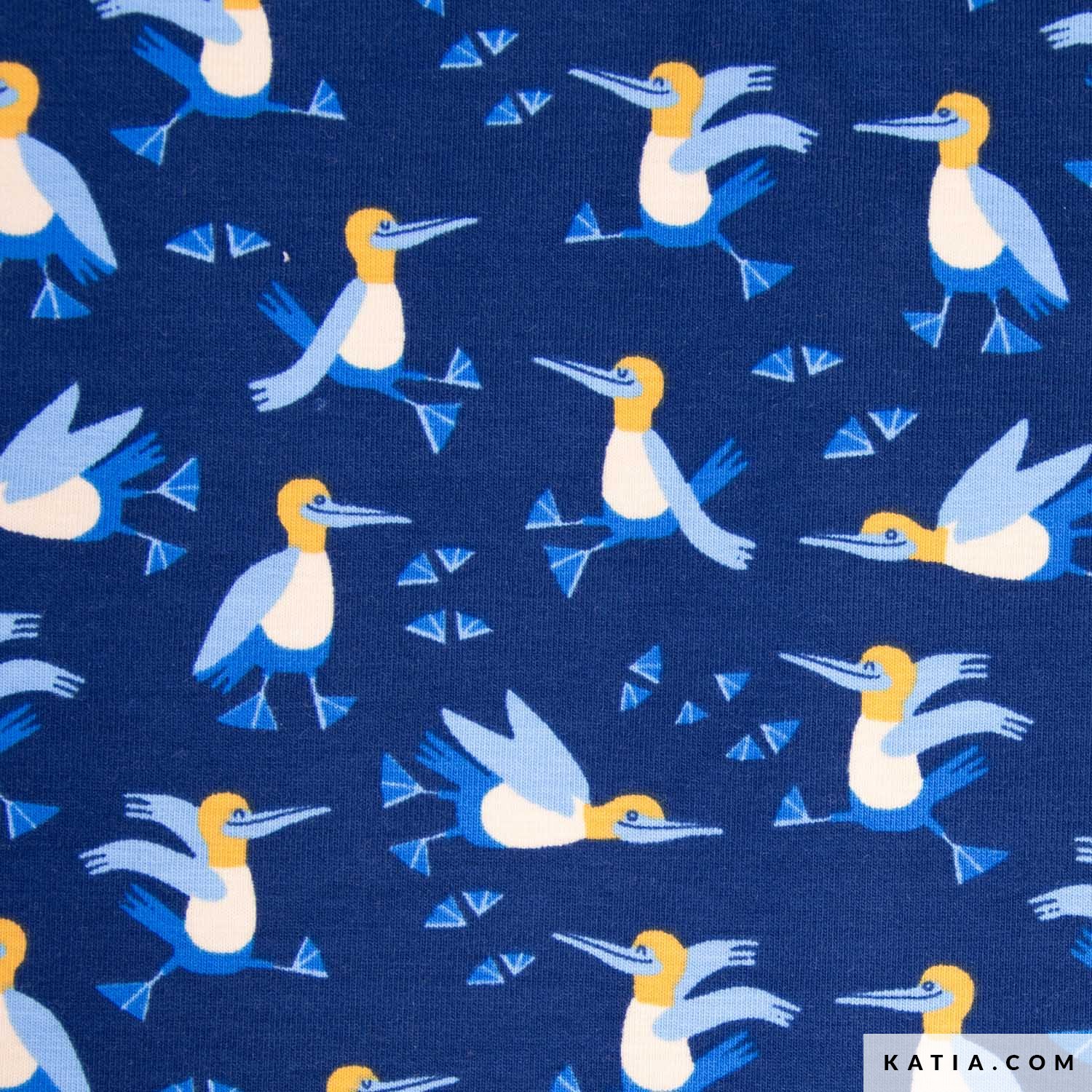 Blue Legged Bird jersey knit fabric - Spring / Summer | Katia.com