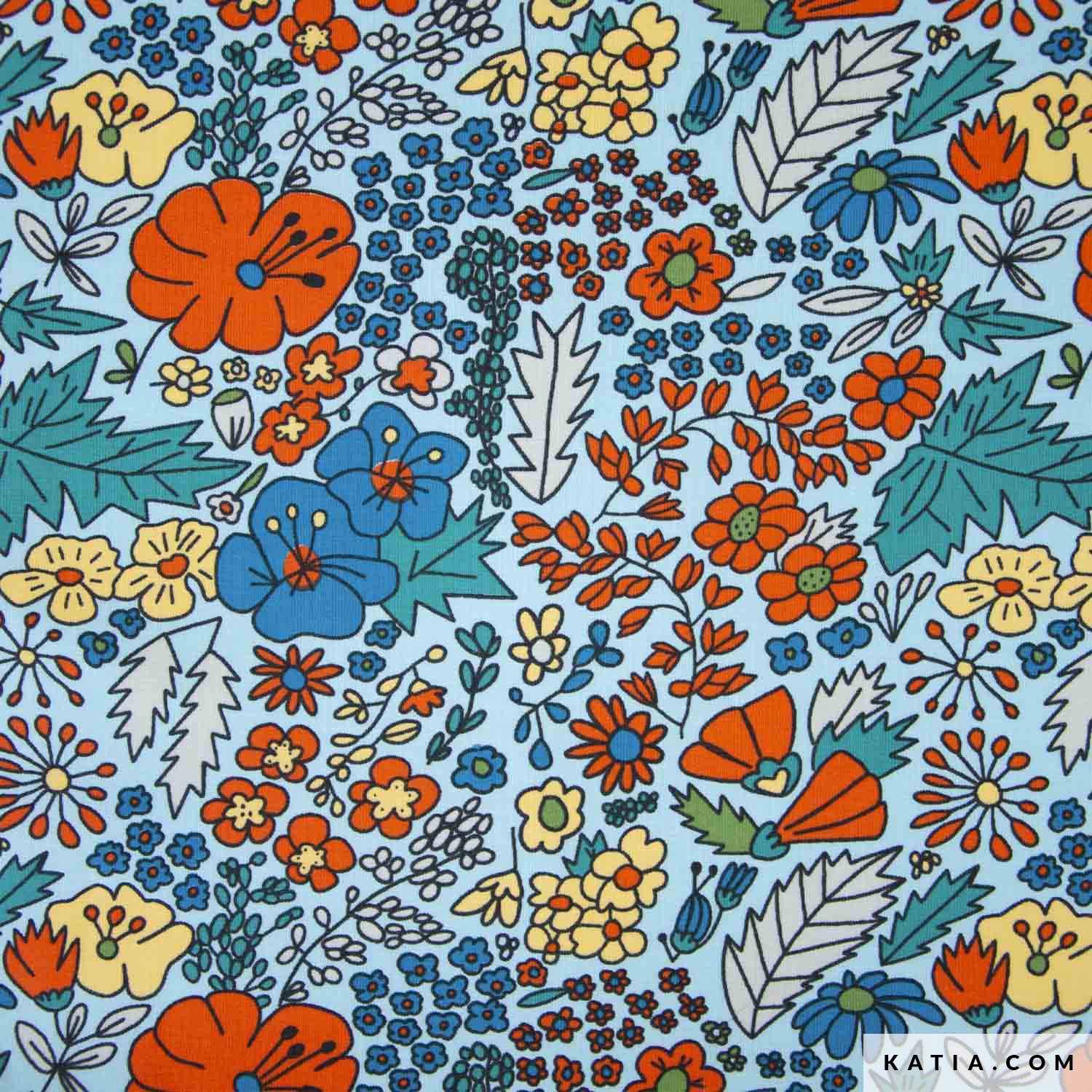 Iguana Flowers jersey knit fabric - Spring / Summer | Katia.com
