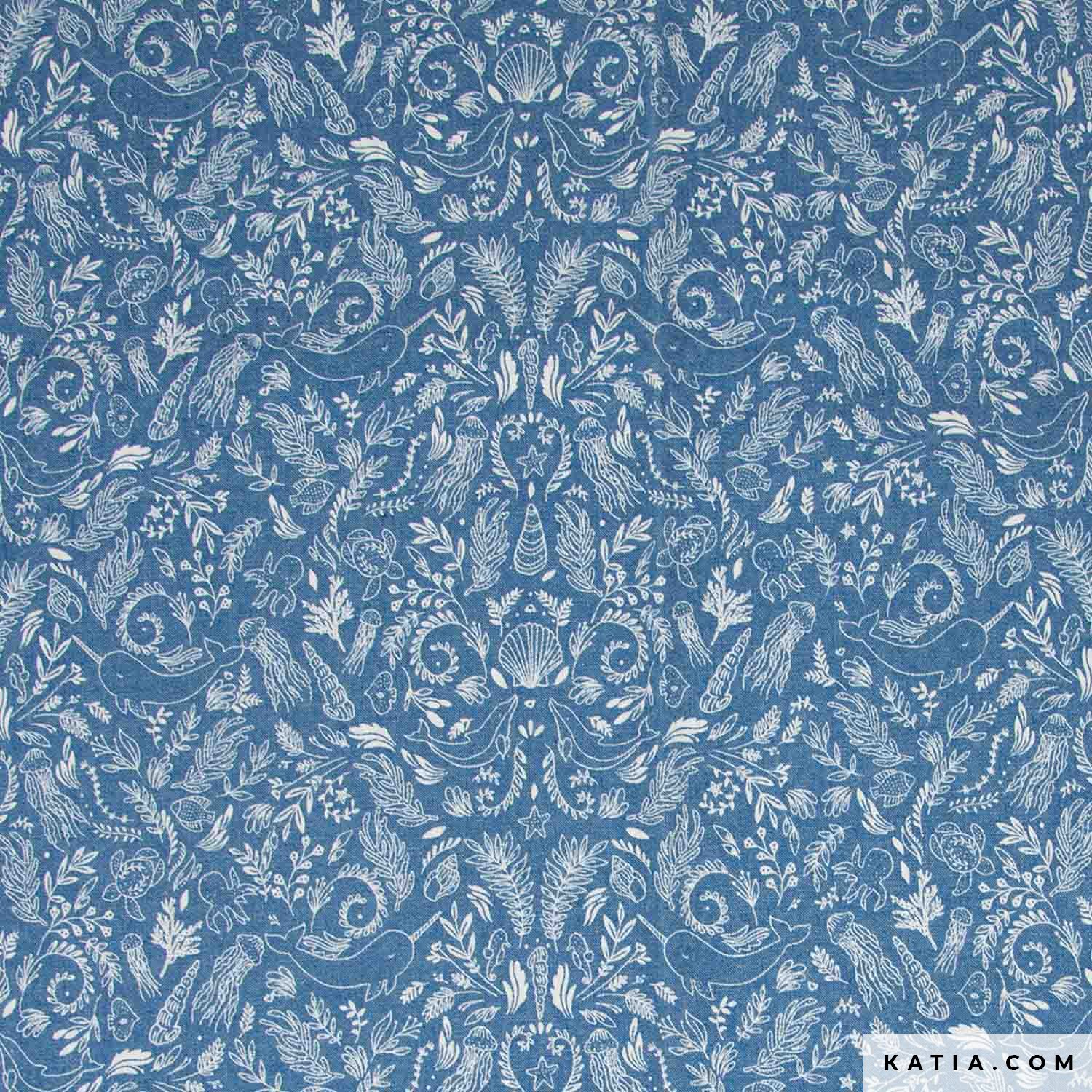 Denim Narval Flowers cotton denim fabric - Spring / Summer | Katia.com
