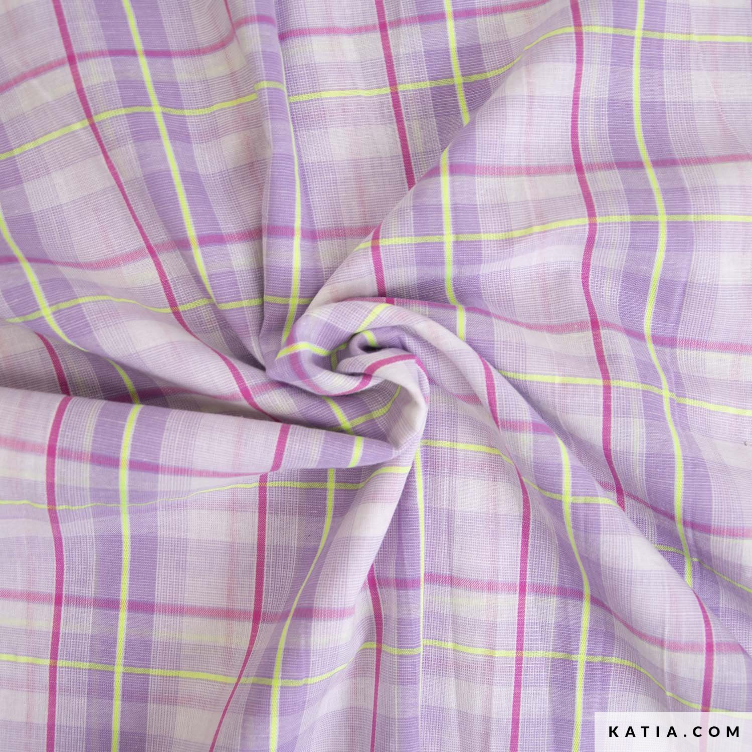 Neon & Lilac Fluor Madras checked fabric - Spring / Summer | Katia.com