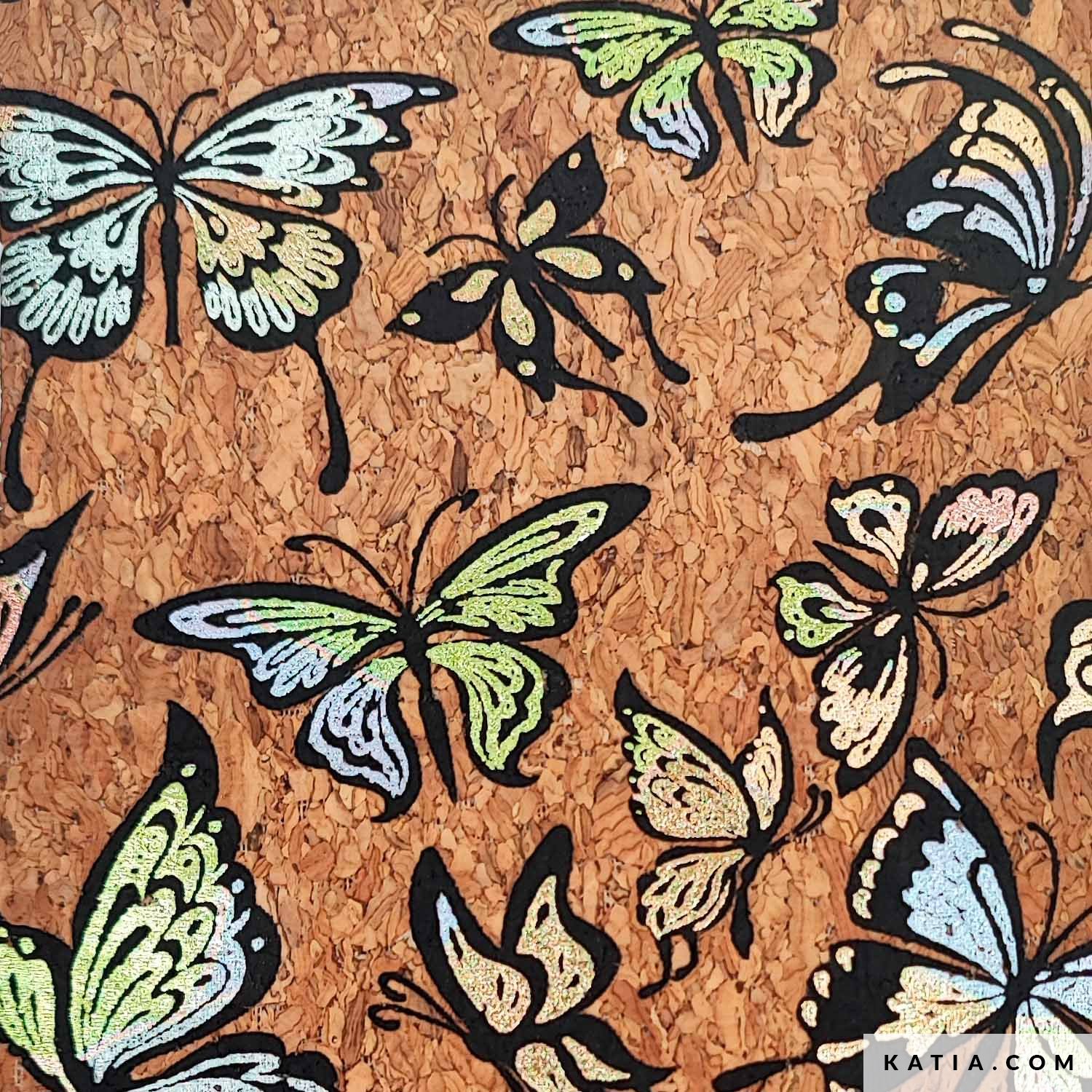 Butterfly Bright Cork Gold Print Fabric - Spring / Summer | Katia.com