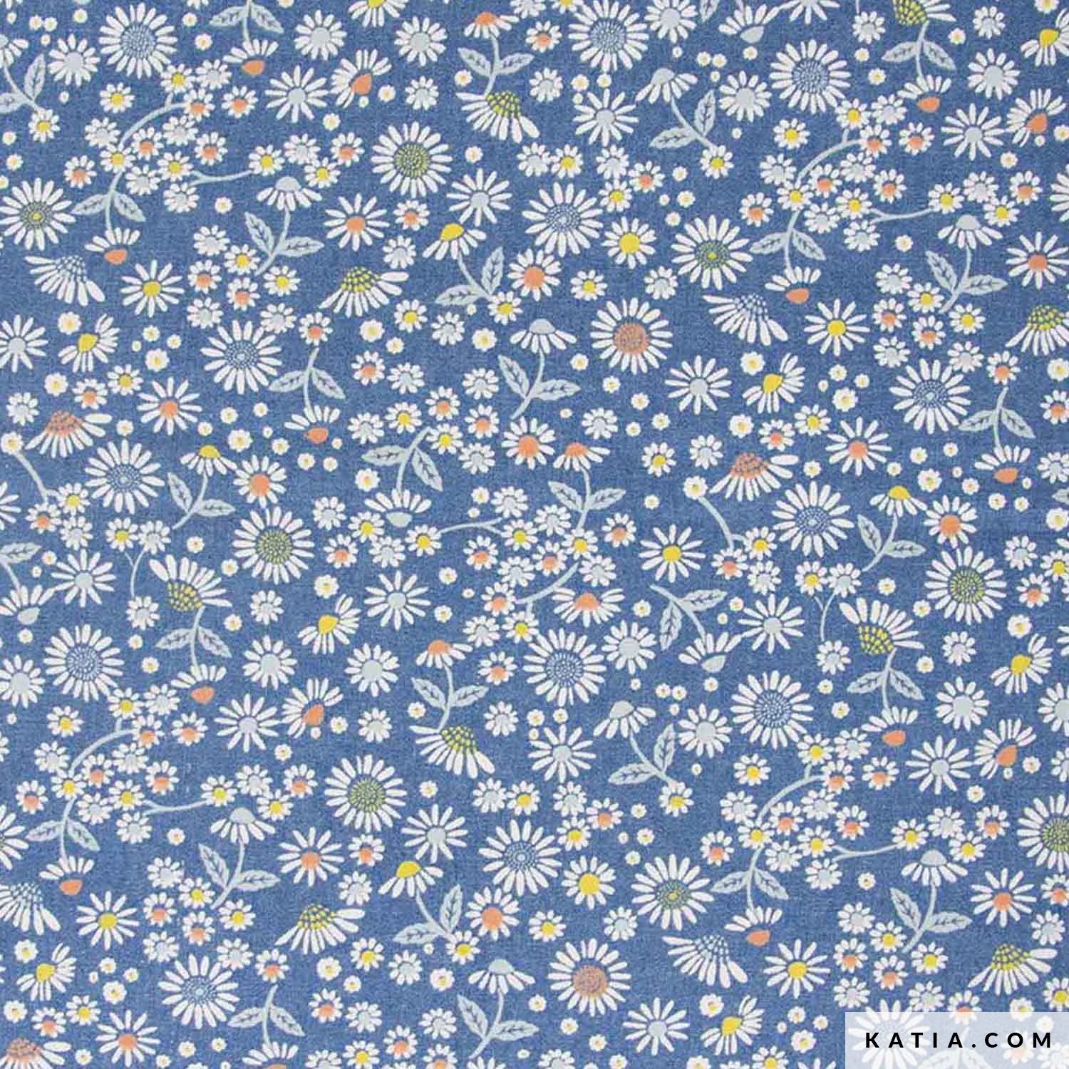 Denim Print Color Marguerites lightweight denim fabric - Spring ...