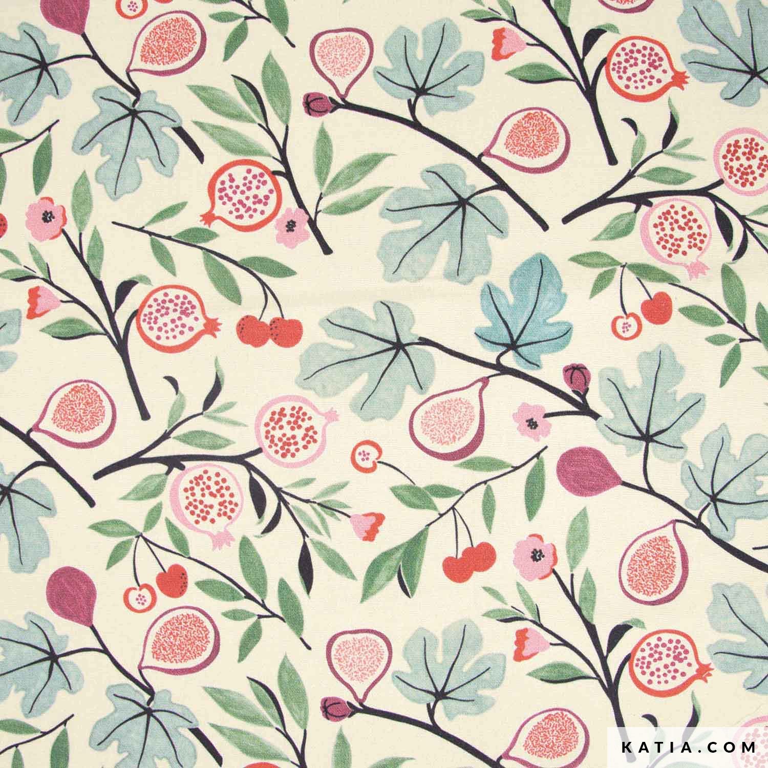 Canvas Slim Figs & Cherries cotton fabric - | Katia.com