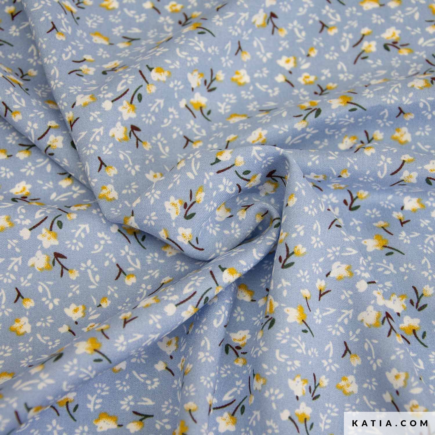 Azalea Blue Print viscose fabric - Spring / Summer | Katia.com